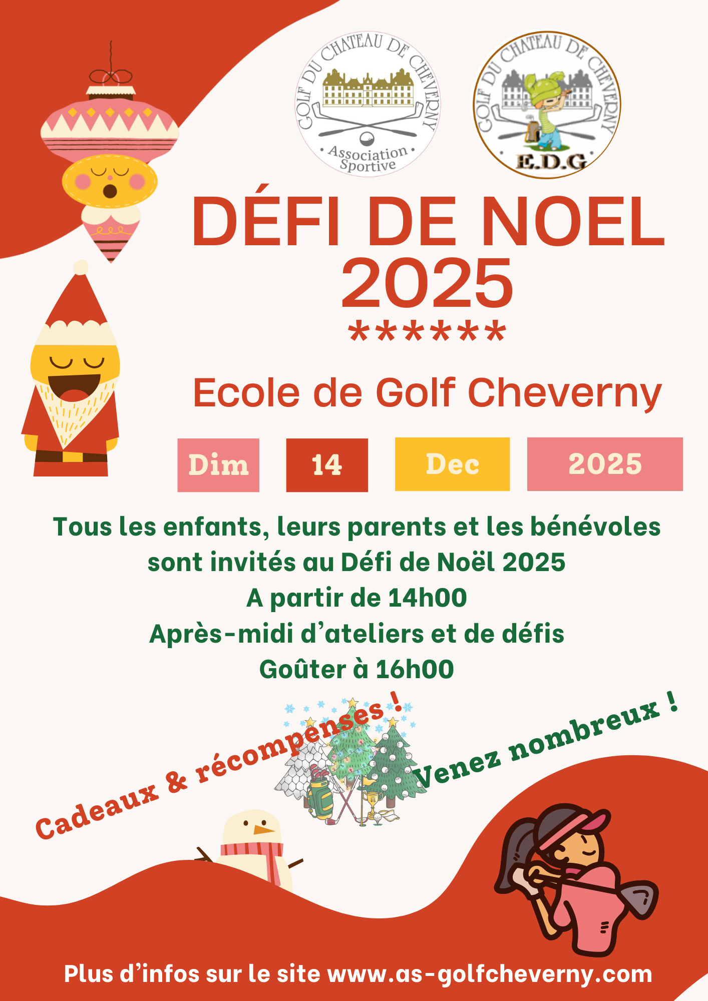 Défi de Noël de l'École de Golf le dimanche 14 décembre 2024 à partir ...